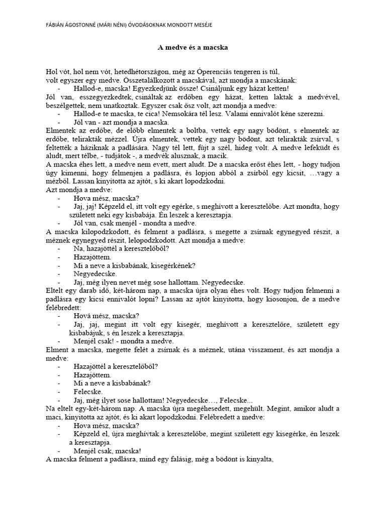 A Medve És A Macska | PDF