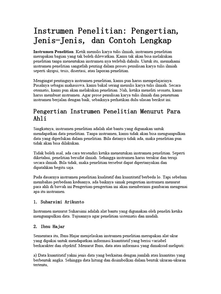 Instrumen Penelitian | PDF