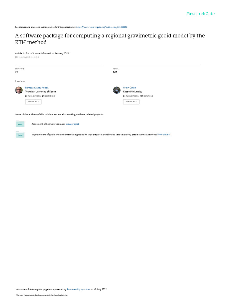 A Software Package For Computing A Regional Gravimetric Geoid Model by ...