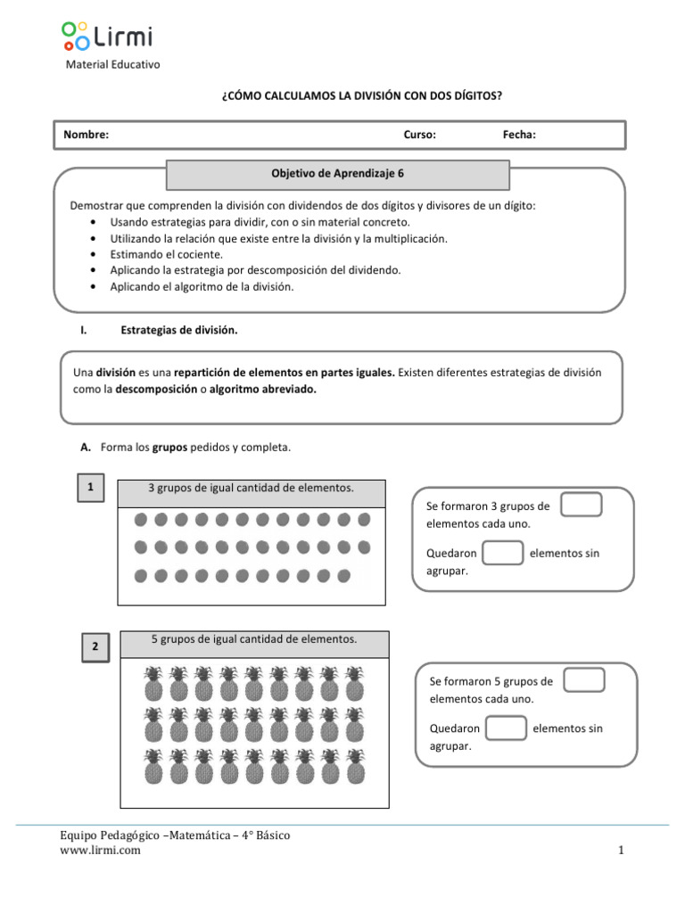 OA 6 Matemática Cuarto Lirmi | PDF