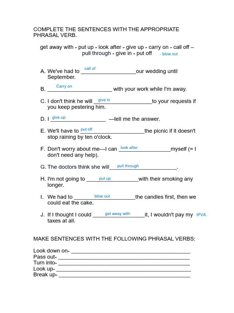 Exercise 2 - Phrasal Verbs | PDF