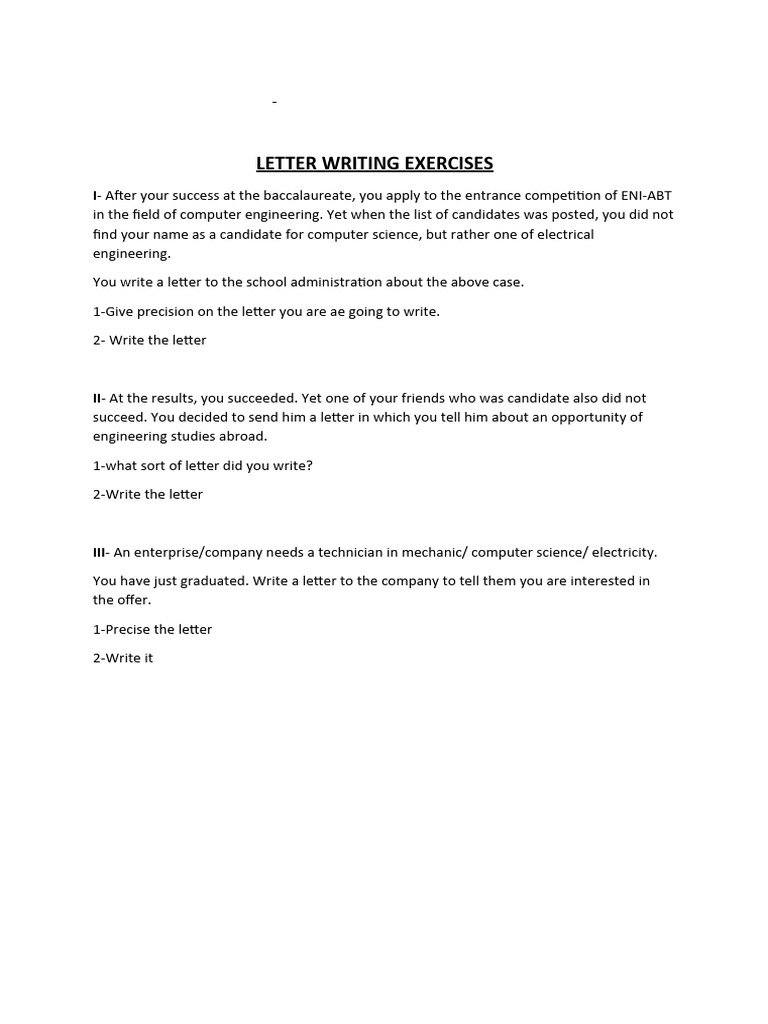Letter Writing Exercises | PDF
