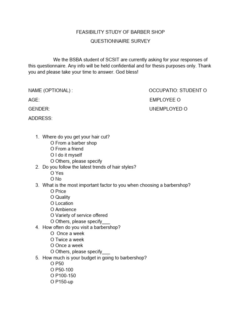 Feasibility Study of Barber Shop | PDF