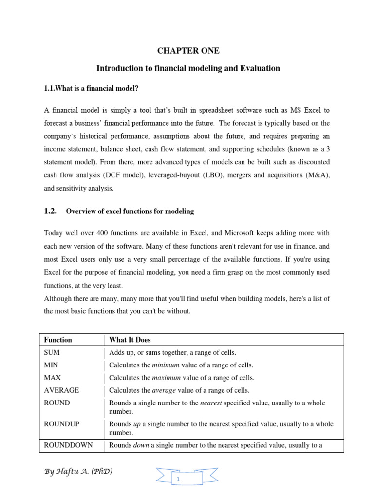 Chapter 1 Financial Modeling | PDF