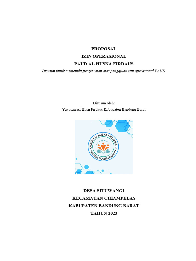PROPOSAL IZIN OPERASIONAL PAUD | PDF