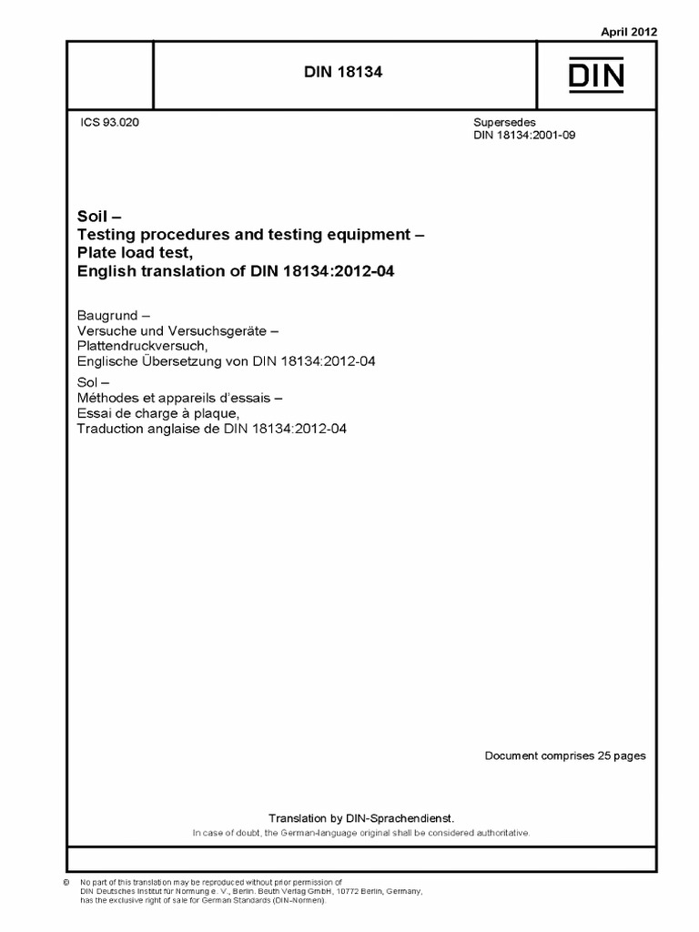 DIN 18134-2012 Plate Load Test | PDF