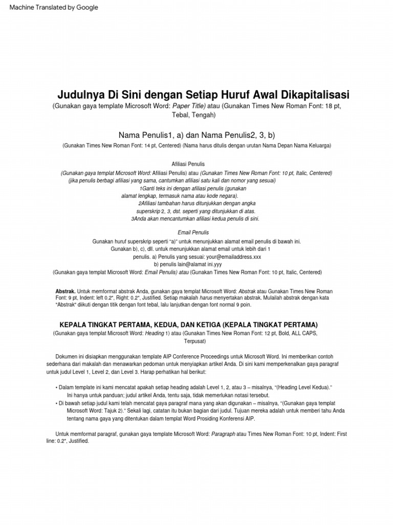 Panduan Templat AIP Conference Proceedings | PDF