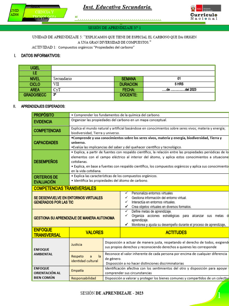 A-3º Ses Act 1-Cyt-Und 6 | PDF | Enlace químico | Carbón