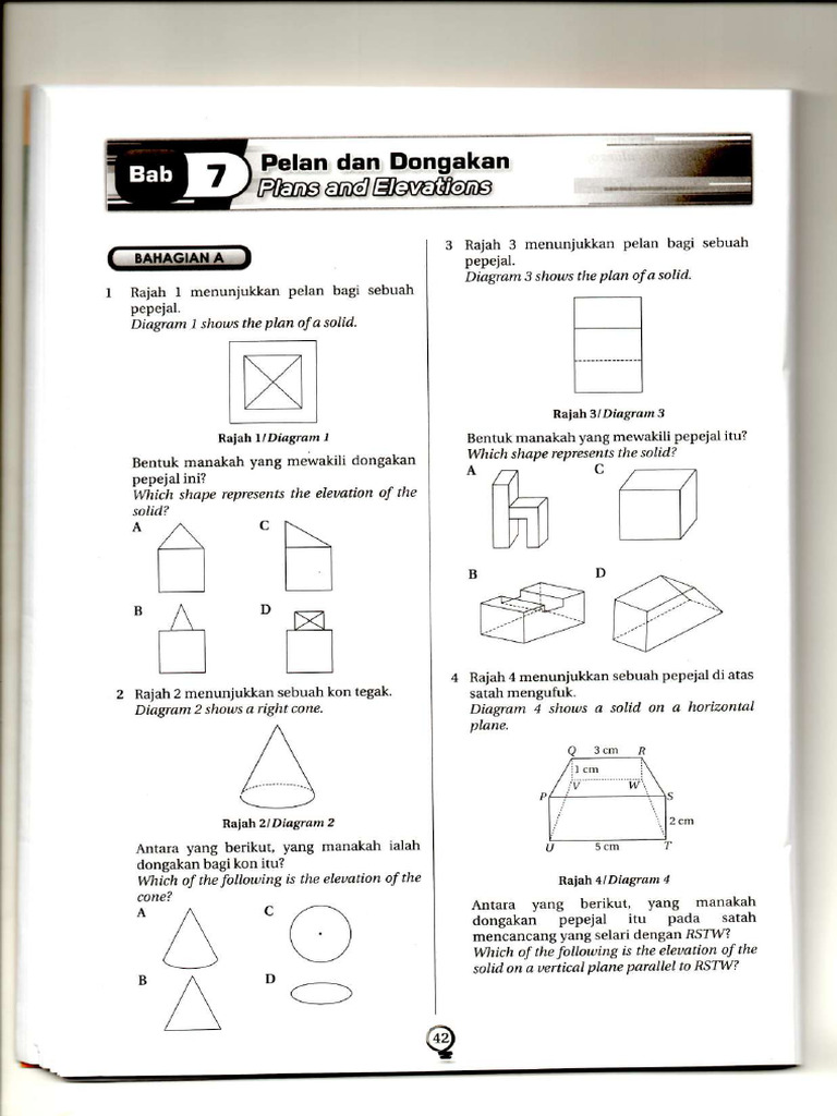 Math Form 3 Bab 7 Latihan Pelan Dan Dongakan Part 1 | PDF
