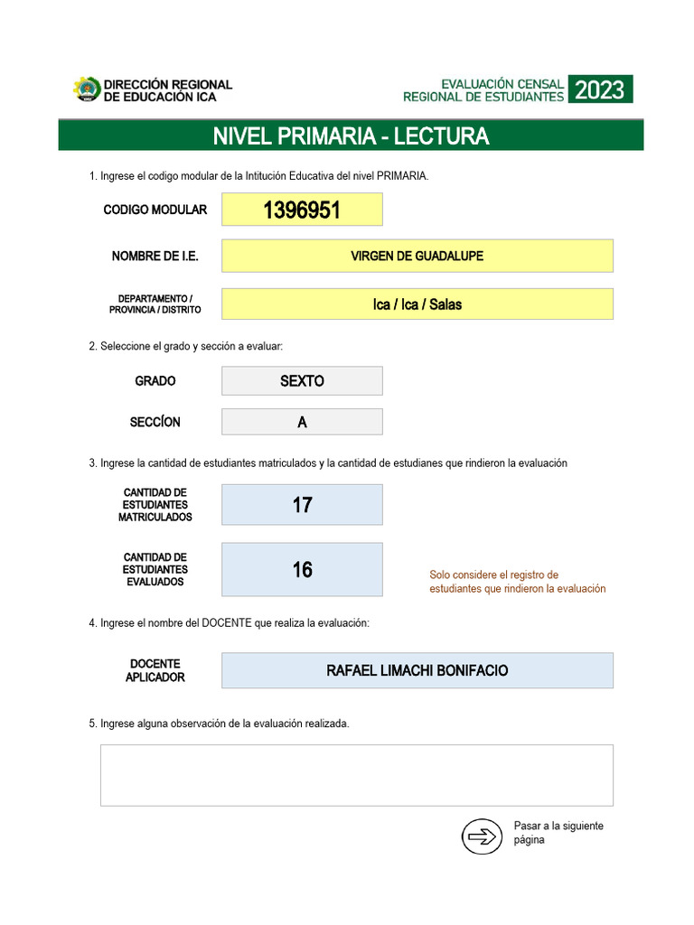 APLICATIO DE EVALUACION DEL NIVEL PRIMARIA COMUNICACION 6 Grado | PDF