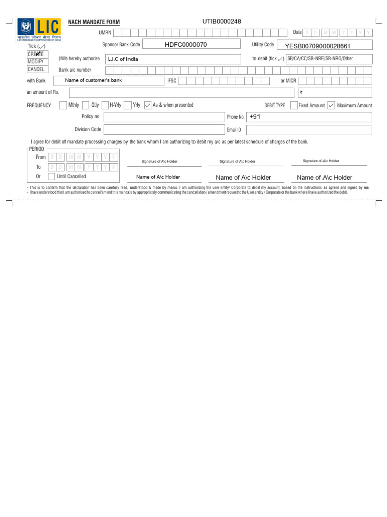 Lic Nach Mandate | PDF | Debit Card | Service Industries