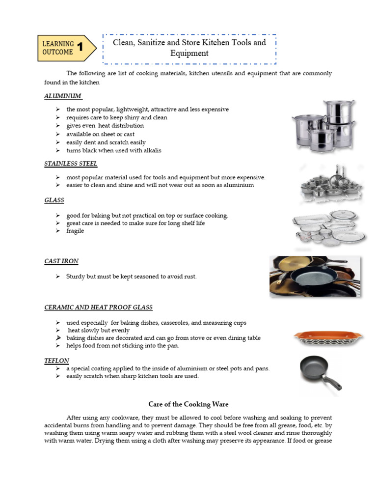 Tle Notes | PDF | Cookware And Bakeware | Kitchen Utensil