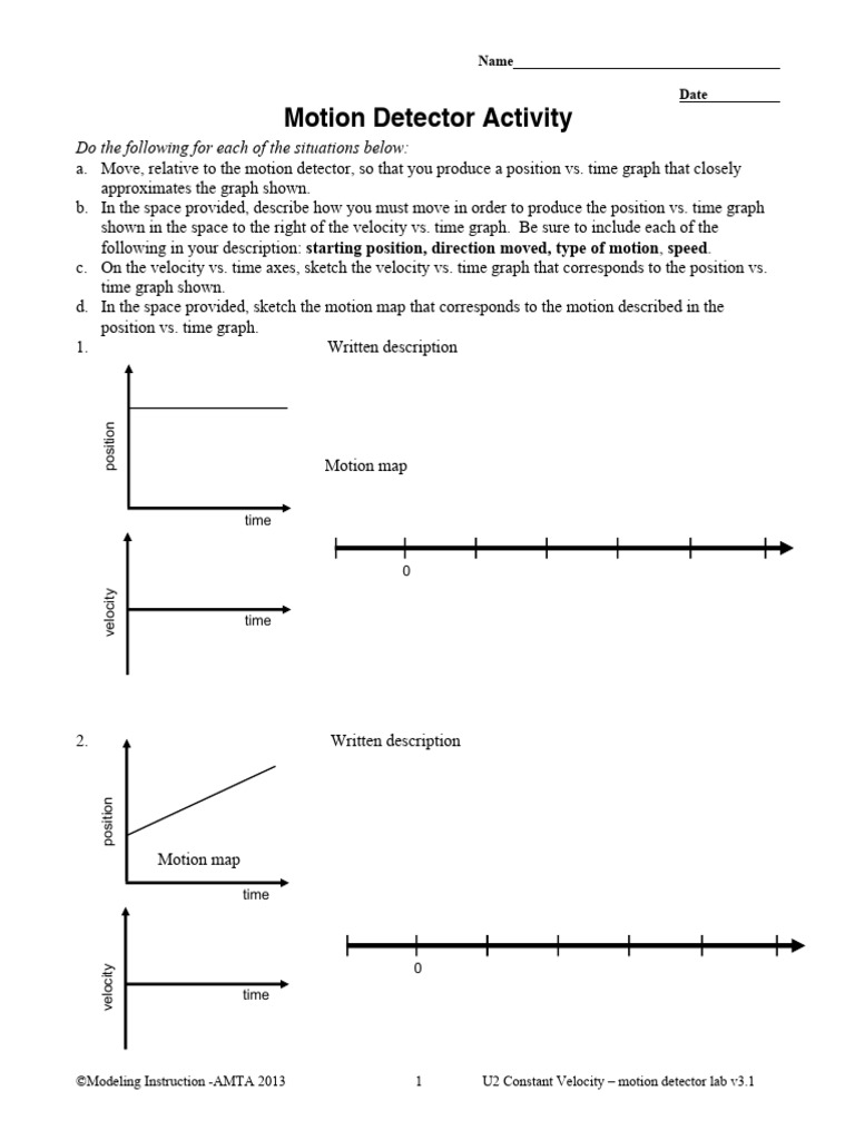 Motion Detector Lab: Constant Velocity | PDF