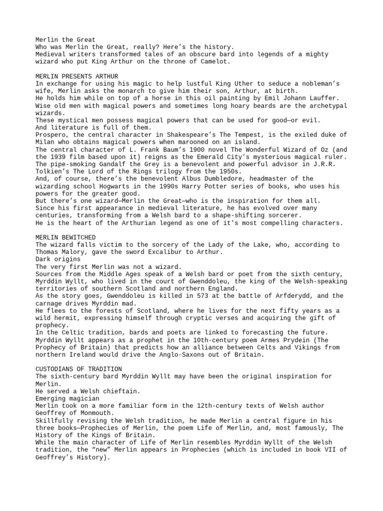 Merlin The Great | PDF