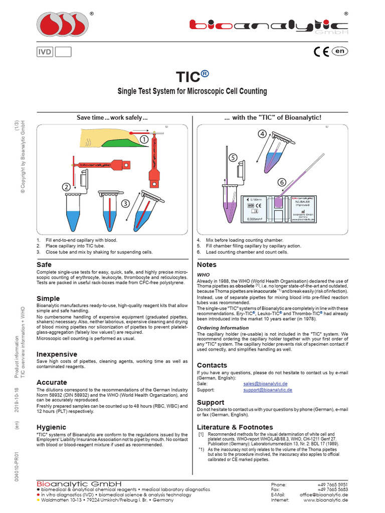 Hematology - KitProtocol - List of TIC Kits | PDF | Red Blood Cell ...