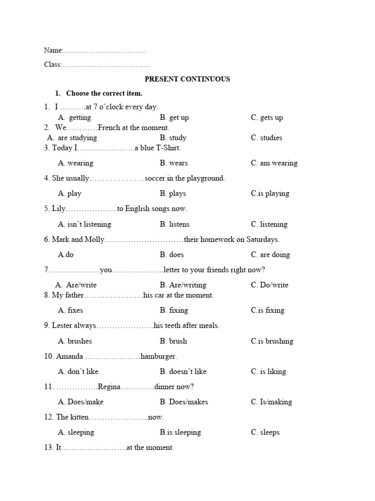 Handout Present Simple and Continuous | PDF