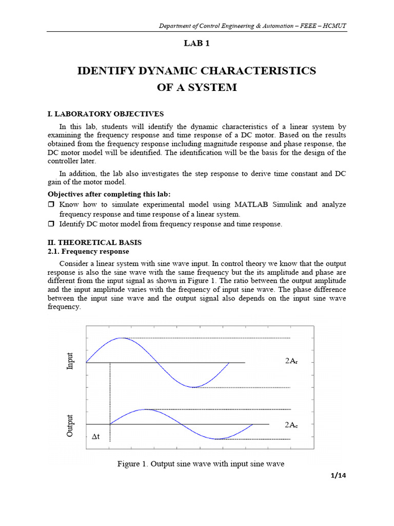 Lab 1 - Identify dynamics characteristics of a system | PDF | Amplitude ...