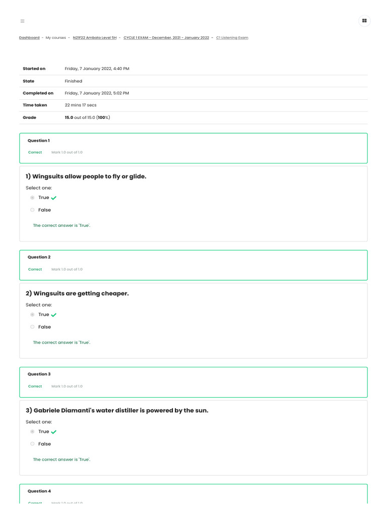 C1 Listening Exam - Attempt Review | PDF | Games & Activities