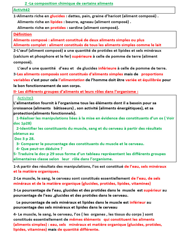 B-2 Les Aliments | PDF