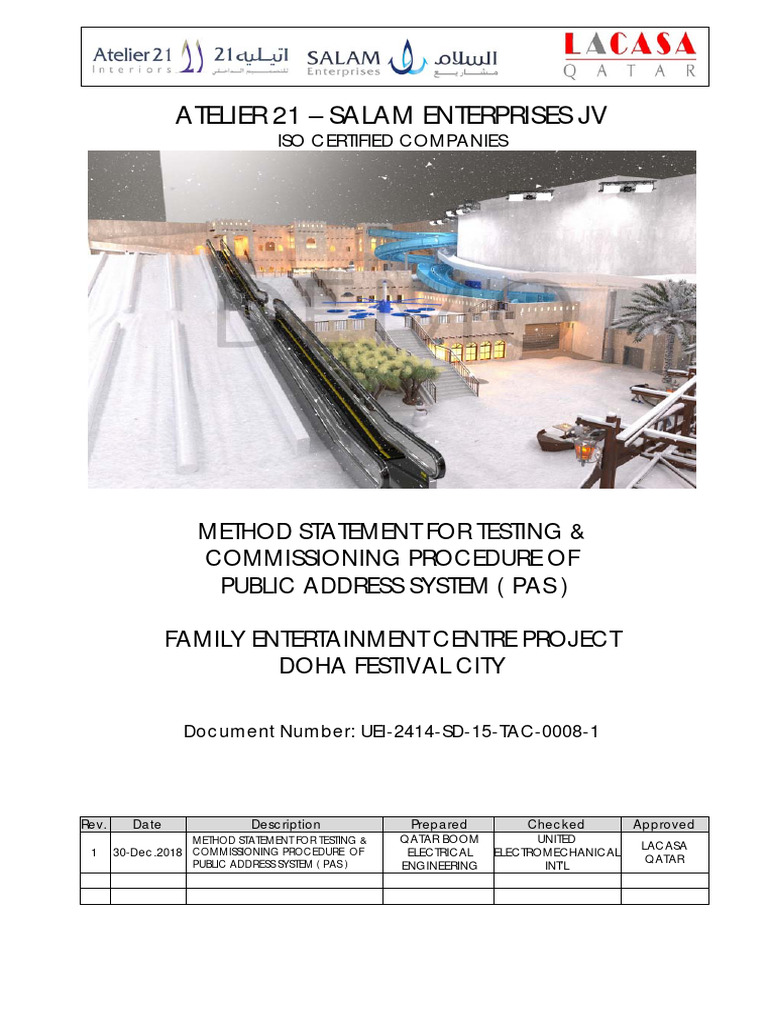 PAS Testing & Commissioning Method Statement | PDF | Business ...