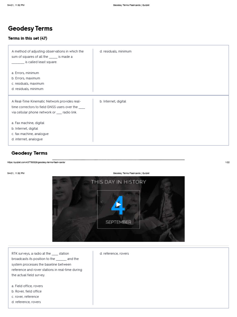 Geodesy Terms Flashcards - Quizlet | PDF