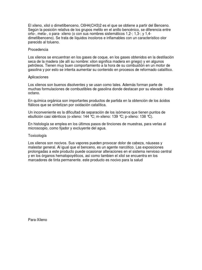 Paraxileno | PDF | Hidrocarburos | Química