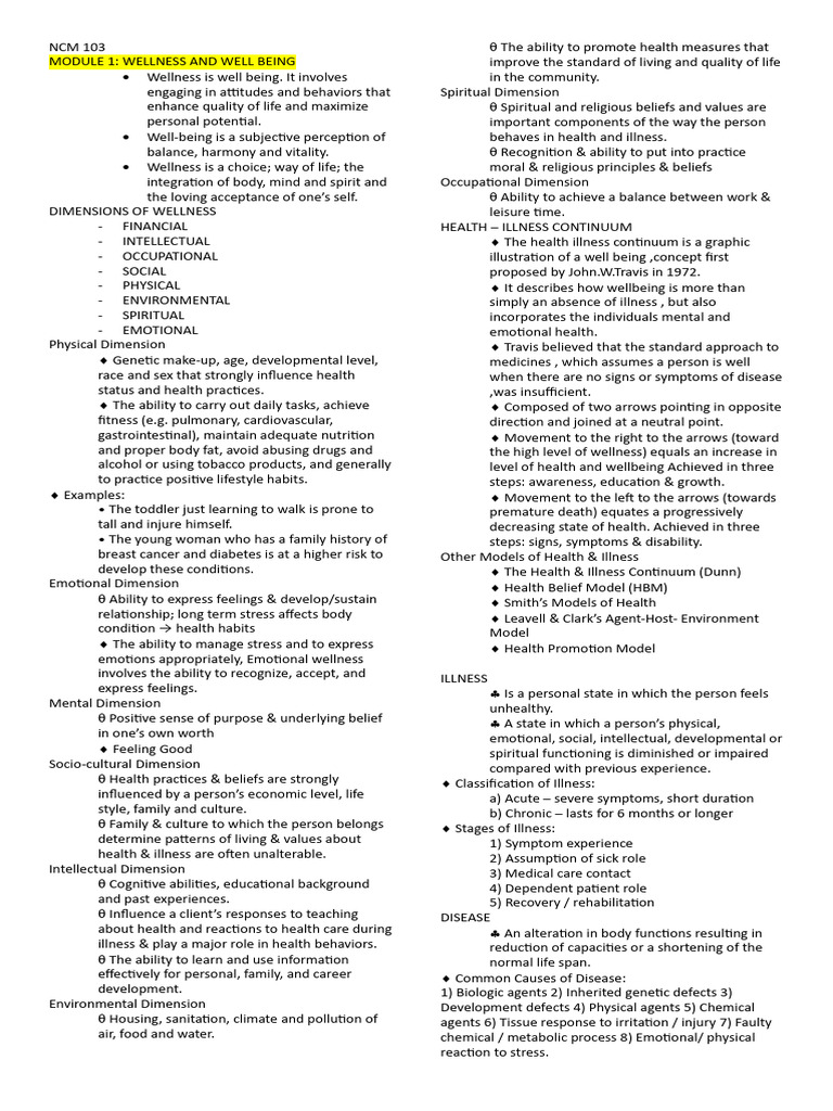 NCM 103 Reviewer Midterm | PDF