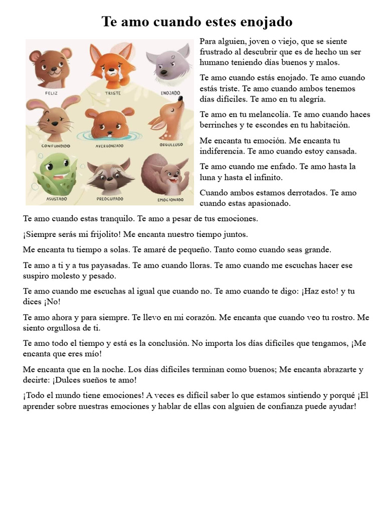 Te Amo Cuando Estes Enojado | PDF