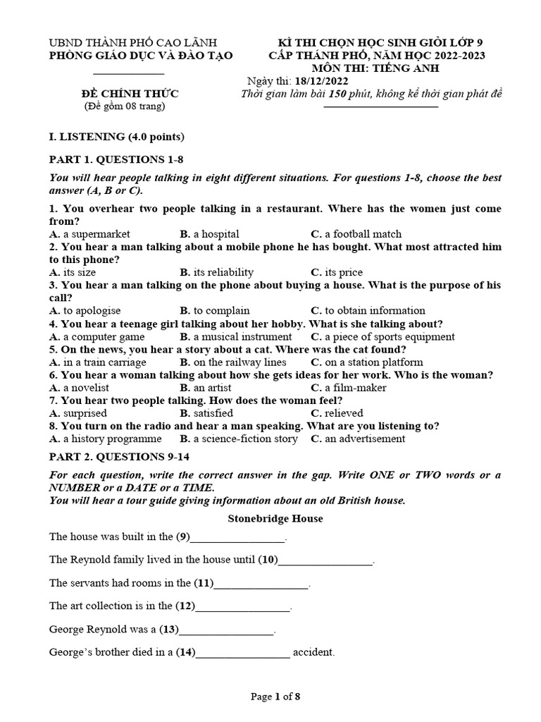 ĐỀ HSG 9 CẤP TP | PDF