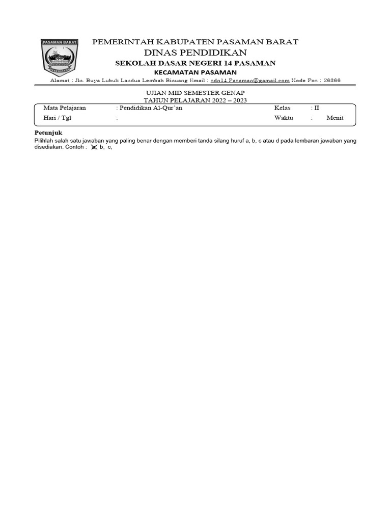 2.2. Soal PQ Kelas 2 Sem 2 | PDF