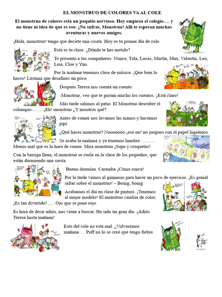 El Monstruo de Colores Va Al Cole | PDF | Libros para adolescentes