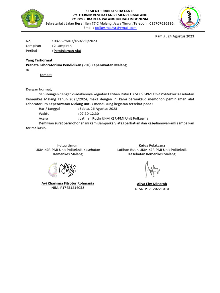 Surat - Lab - Kepma TM 4 | PDF