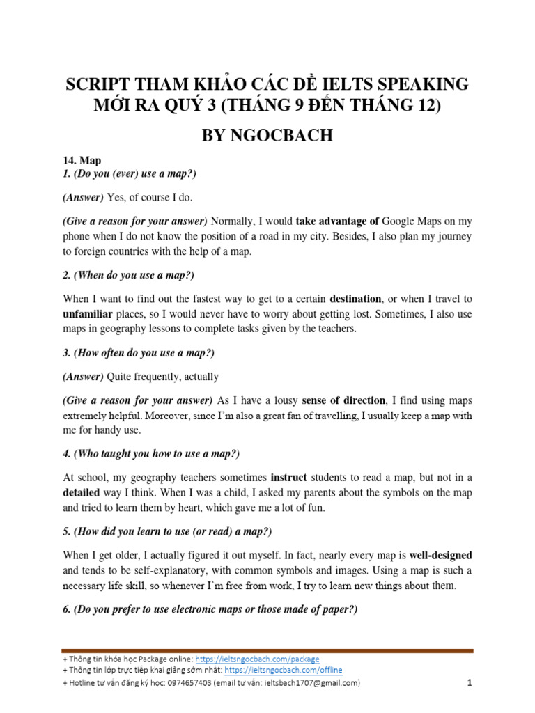 Script Tham Khảo Các Đề Ielts Speaking Mới Ra Quý 3 | PDF | Workweek And Weekend | Dream