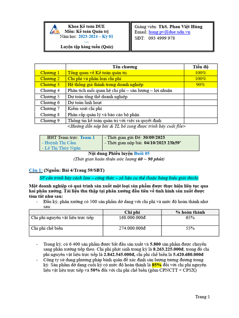 KTQT Buổi.05 Luyện Tập Đề HungPV | PDF