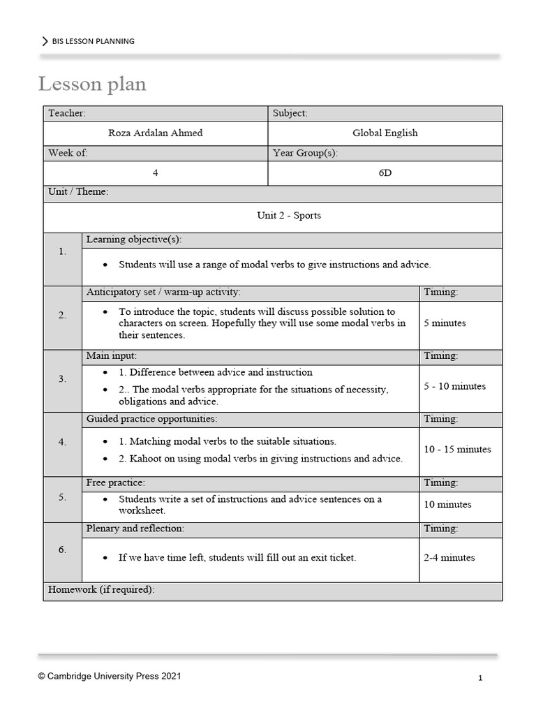 Modal Verbs Lesson Plan | PDF | Career & Growth Modal Verbs Lesson Plan | PDF | Career & Growth