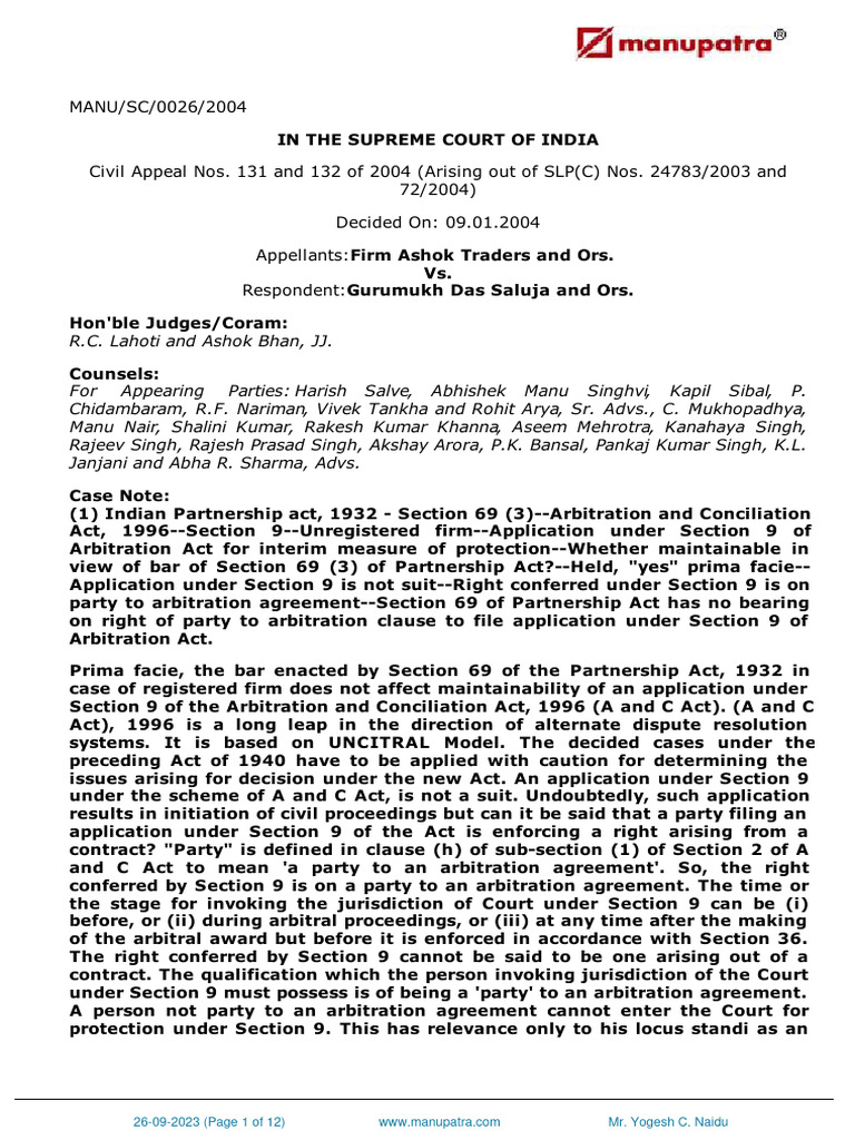 Arbitration Rights in Unregistered Firms | PDF | Law