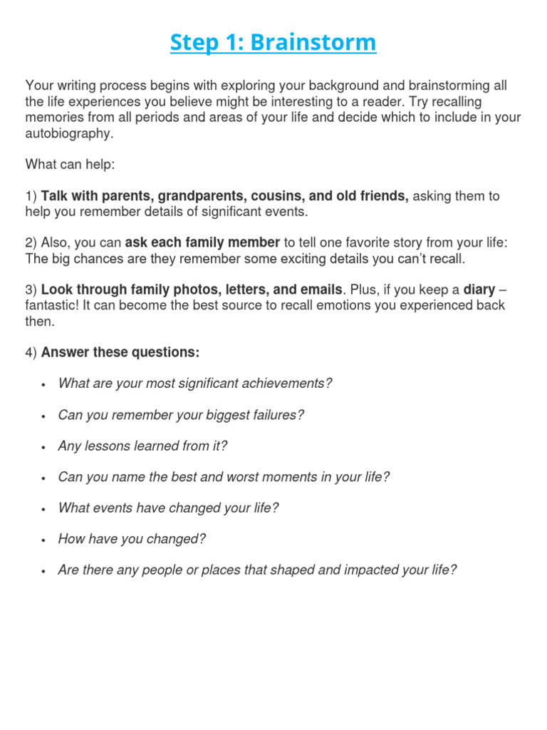 BRAINSTORM Autobiography | PDF | Self-Improvement