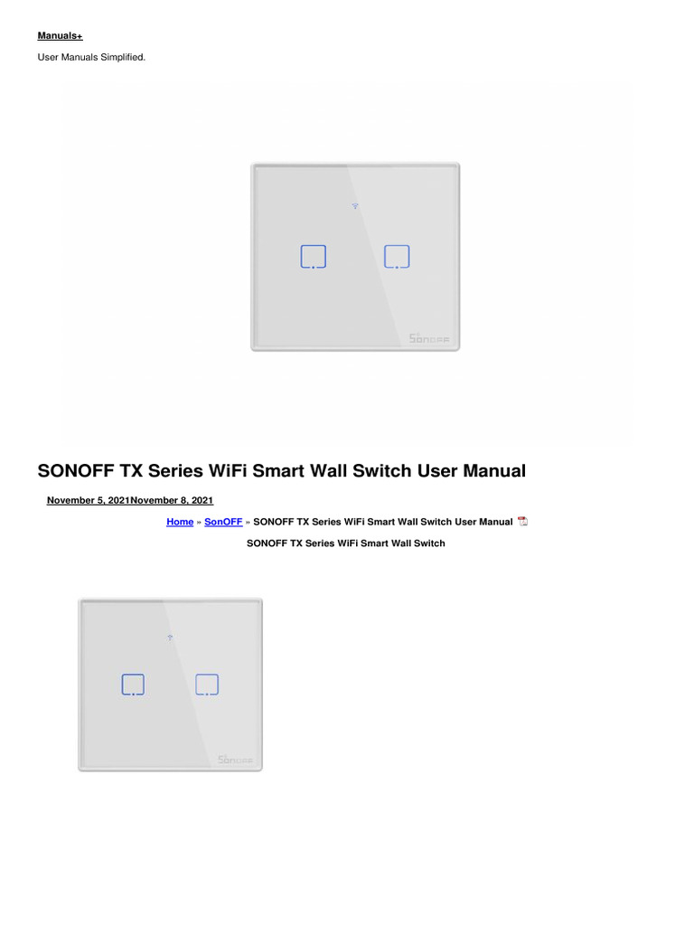 Sonoff TX Series Smart Switch Manual | PDF | Wi Fi | Remote Control