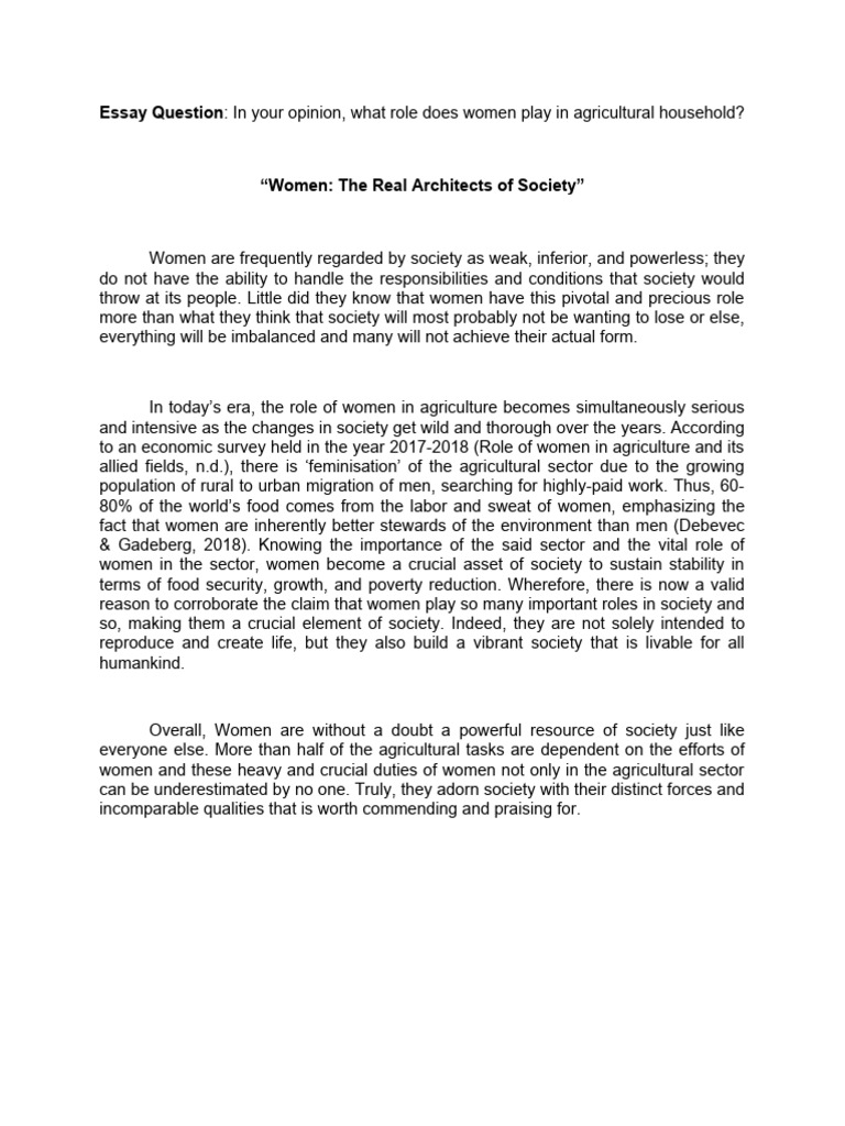 Women's Vital Role in Agriculture | PDF | Politics
