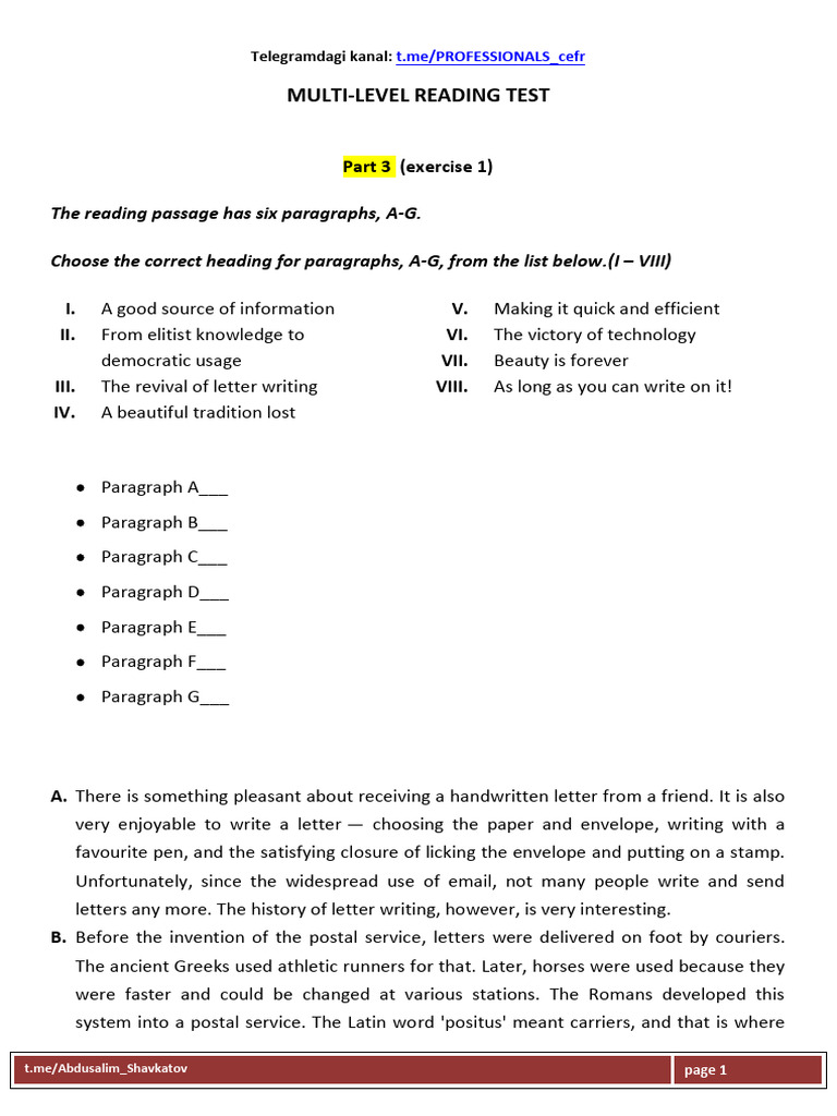 Reading Part 3 TGF | PDF