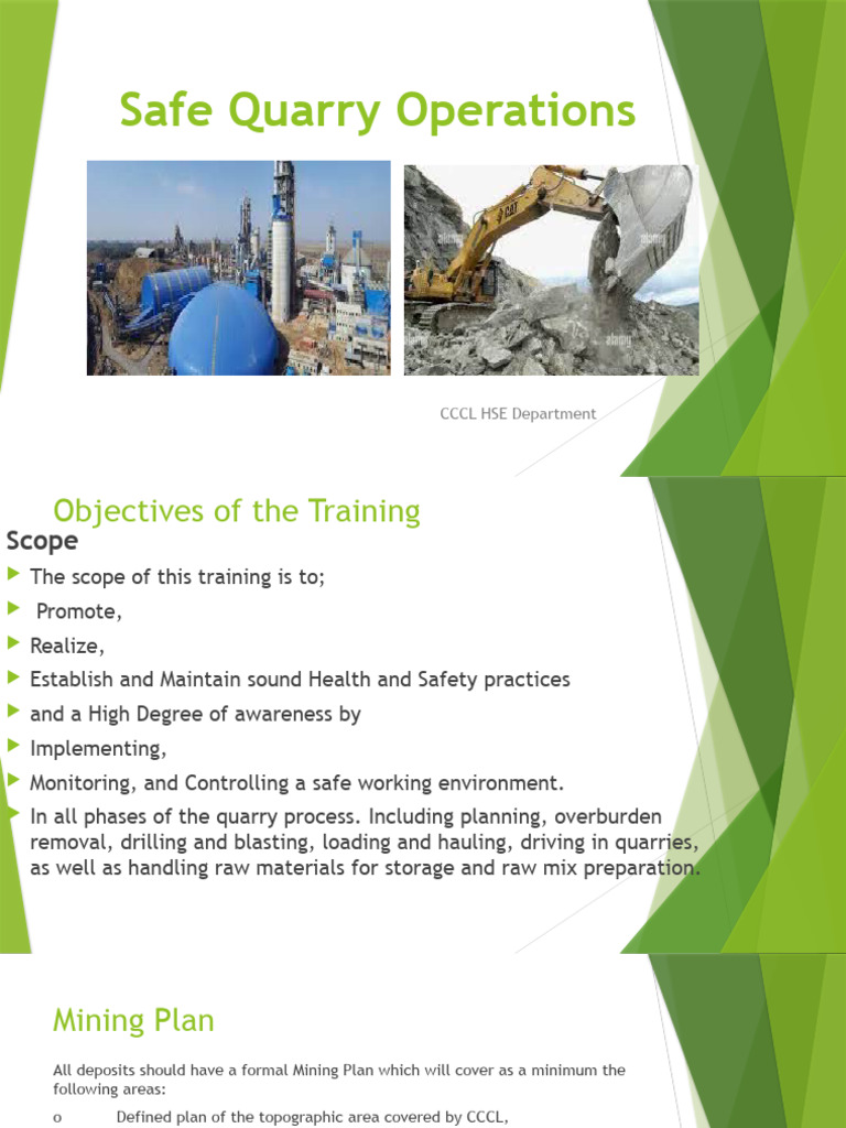 CCCL HSE - Safe Quarry Operations Training | PDF