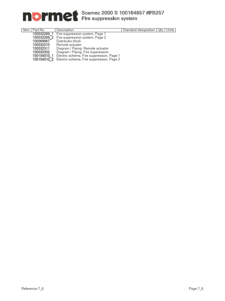 Fire suppression system Scamec FB257 | PDF