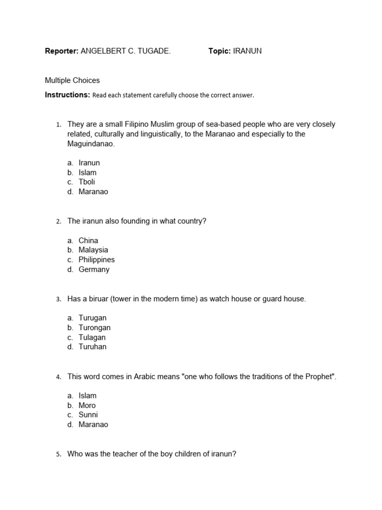 Iranun Activity | PDF