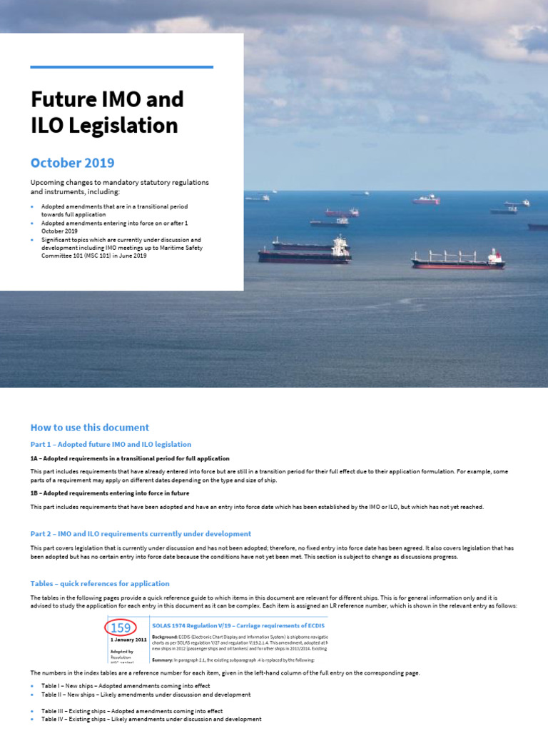 LR Future IMO and ILO Legislation October 2019 | PDF