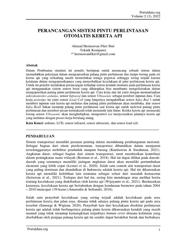 Perancangan Sistem Pintu Perlintasan Otomatis Kereta Api | PDF | Bisnis | Komputer