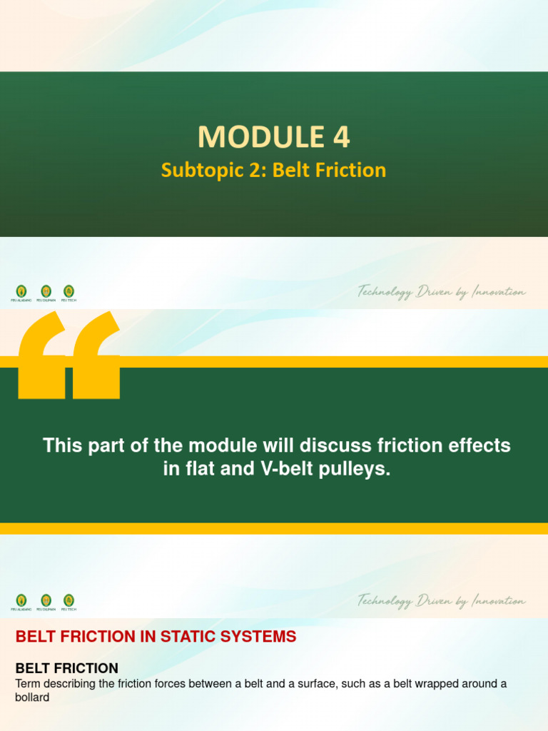 M4S2 PPT Belt Friction | PDF | Technology & Engineering