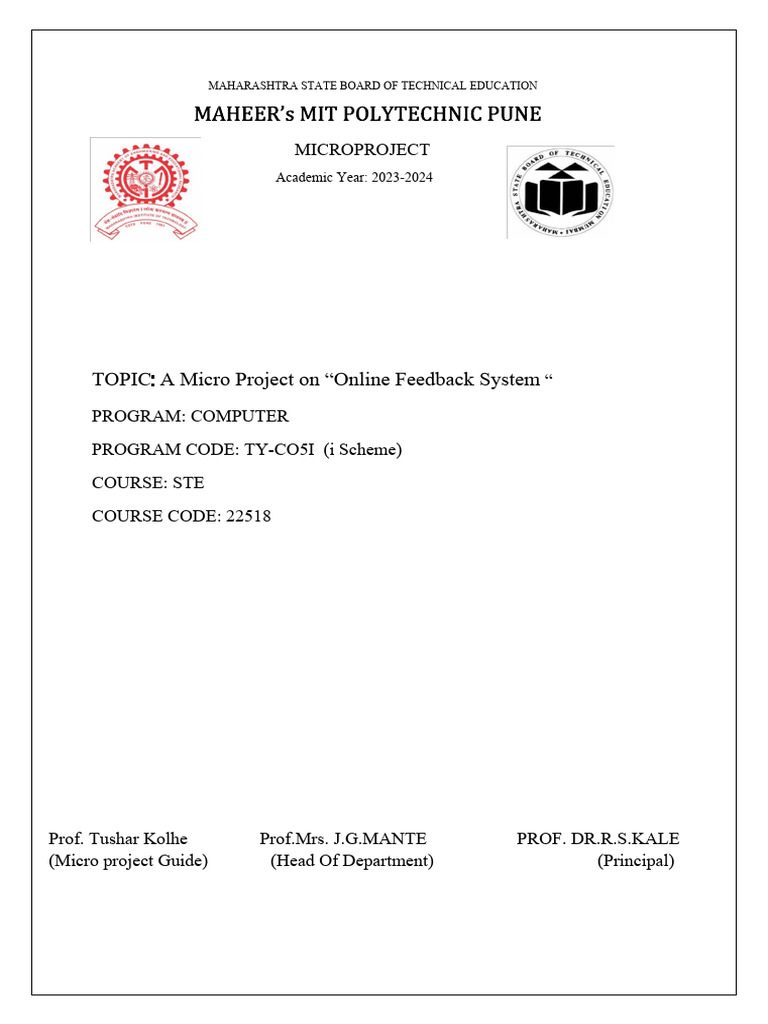MicroProject Format | PDF