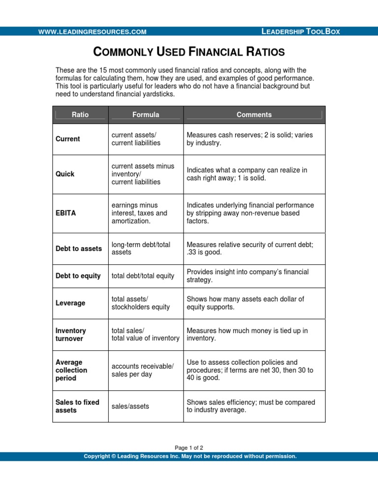 Financial Ratios | PDF