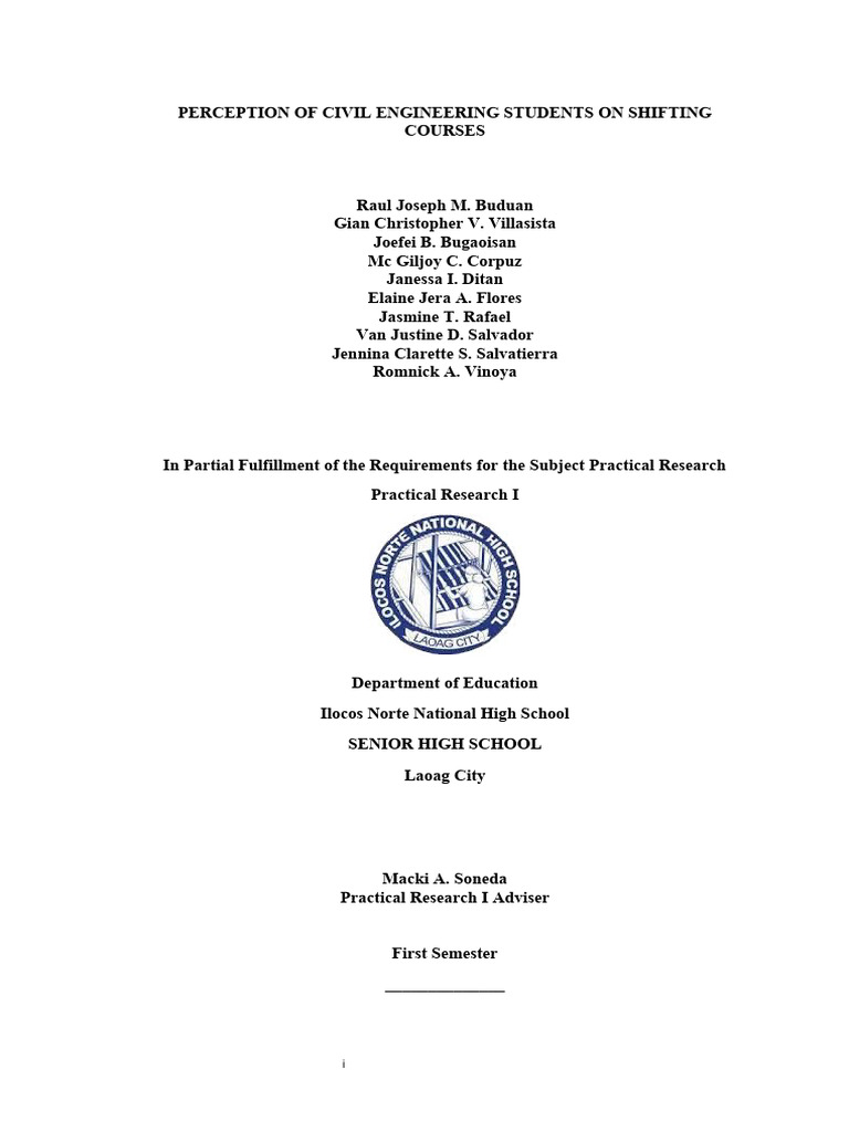 Perception of Civil Engineer Students On Shifting Courses Final ...