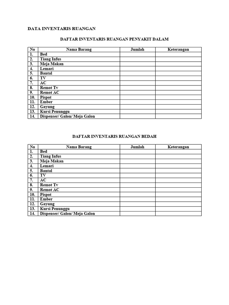 Data Inventaris Ruangan | PDF